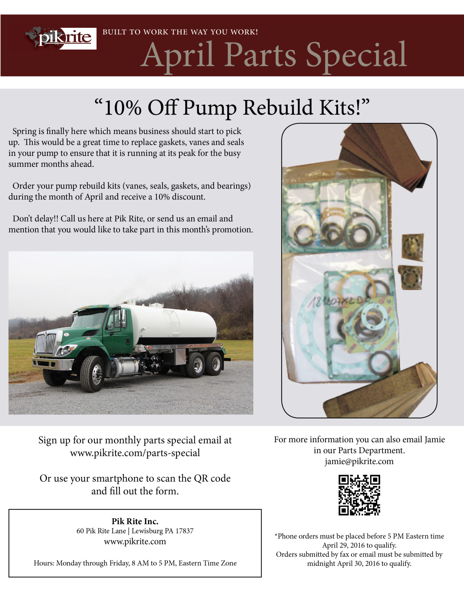 April Promo Flyer - Pik Rite